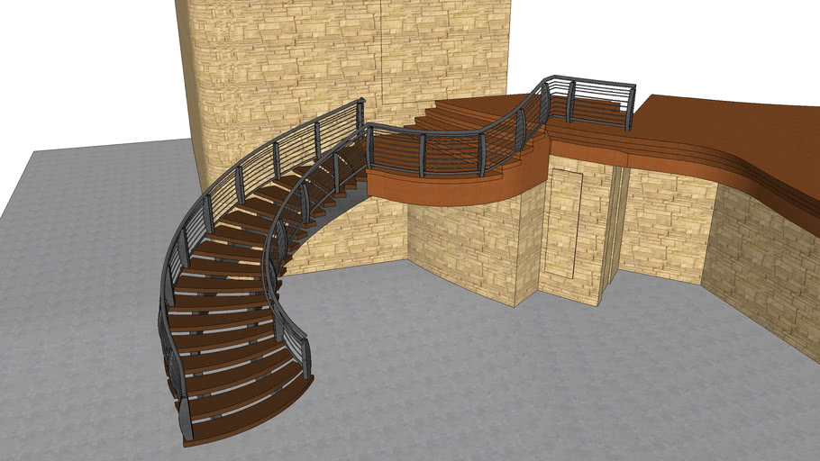 Outside Stair with Railing Final 2.0 | 3D Warehouse