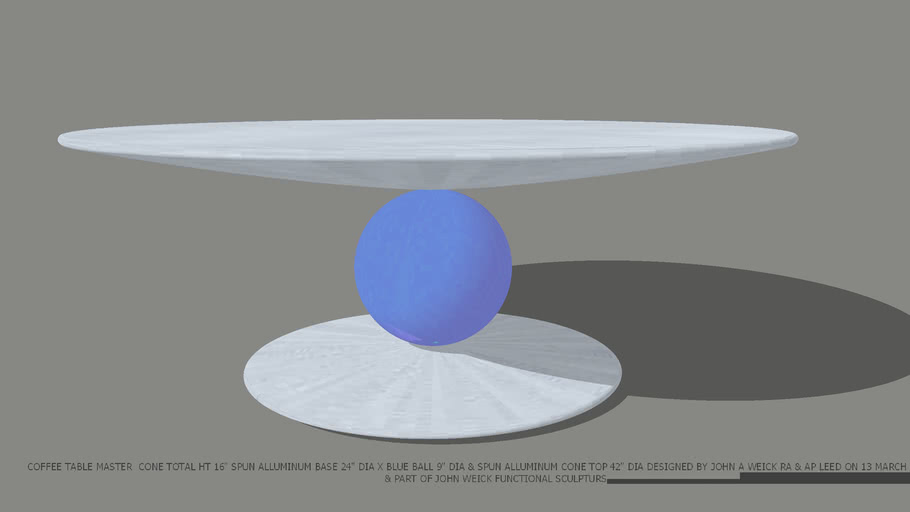 COFFEE TABLE #3 SPUN ALUMINUM CONE BASE & CONE TOP 42' X 16' H & BLUE ...