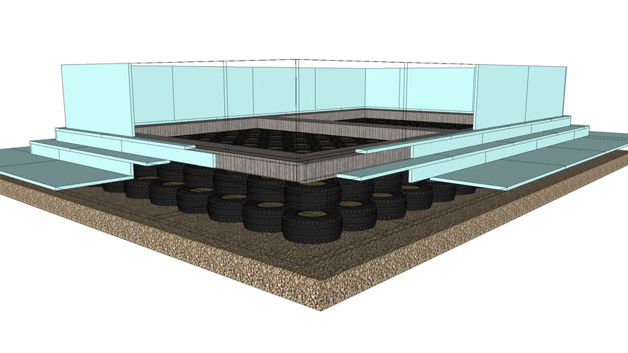 Rammed Tire Brick Foundation With Reinforced Concrete Footers | 3D ...