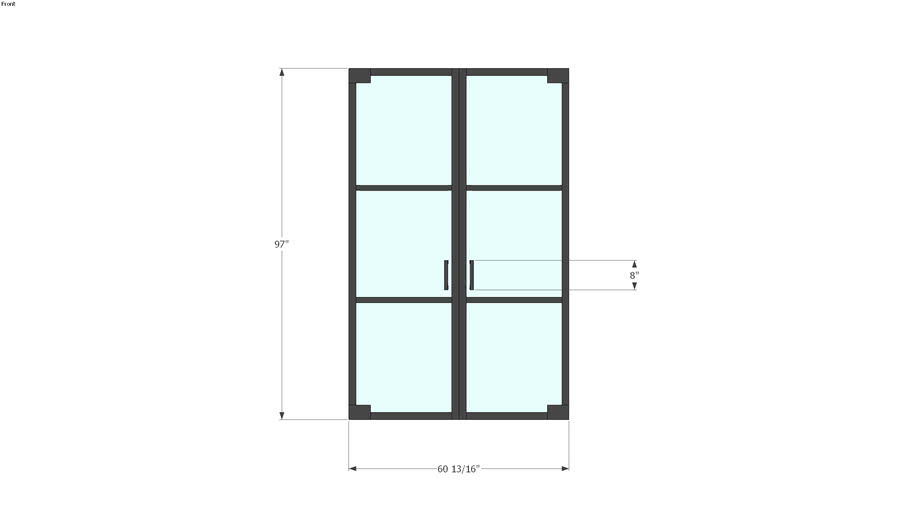 Grid Mullion Style Glass Double Doors | 3D Warehouse