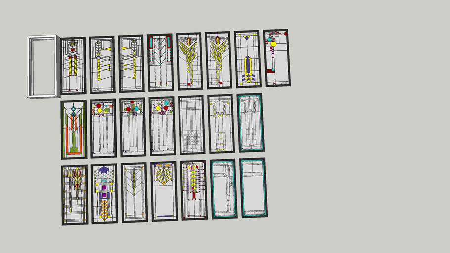 Prairie House Style Windows (Narrow Width) | 3D Warehouse