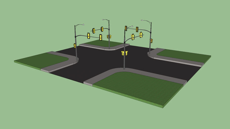 small four way intersection | 3D Warehouse