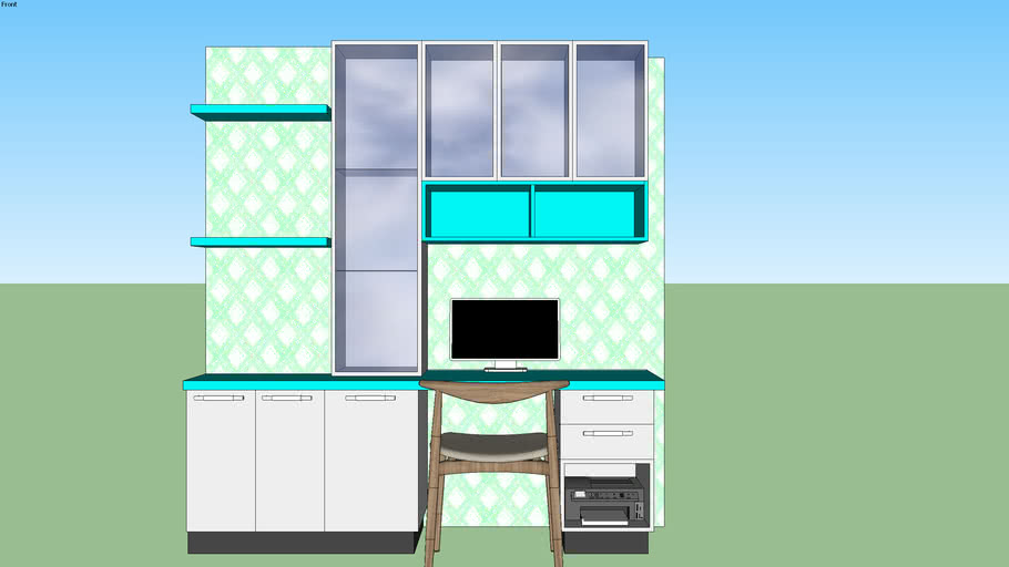 Study table design with open shelving | 3D Warehouse