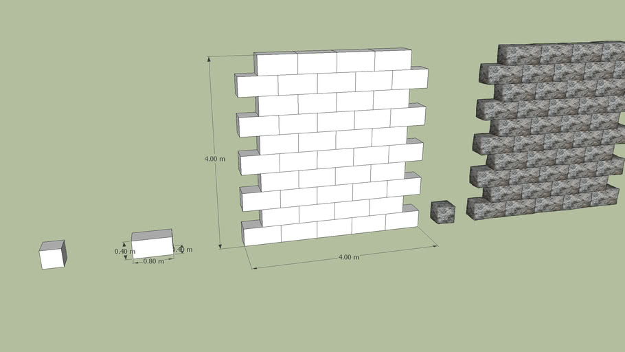 4x4m External wall segment - 40x80x40cm blocks | 3D Warehouse