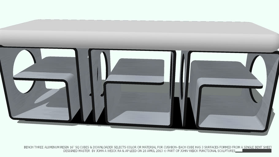 BENCH 3 ALUMINUM CUBES WITH CUSHION SELECT COLOR BY JOHN A WEICK RA ...