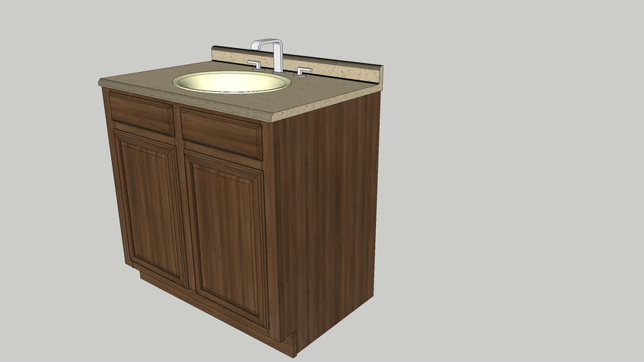 36' Bathroom Vanity Cabinet with Sink | 3D Warehouse
