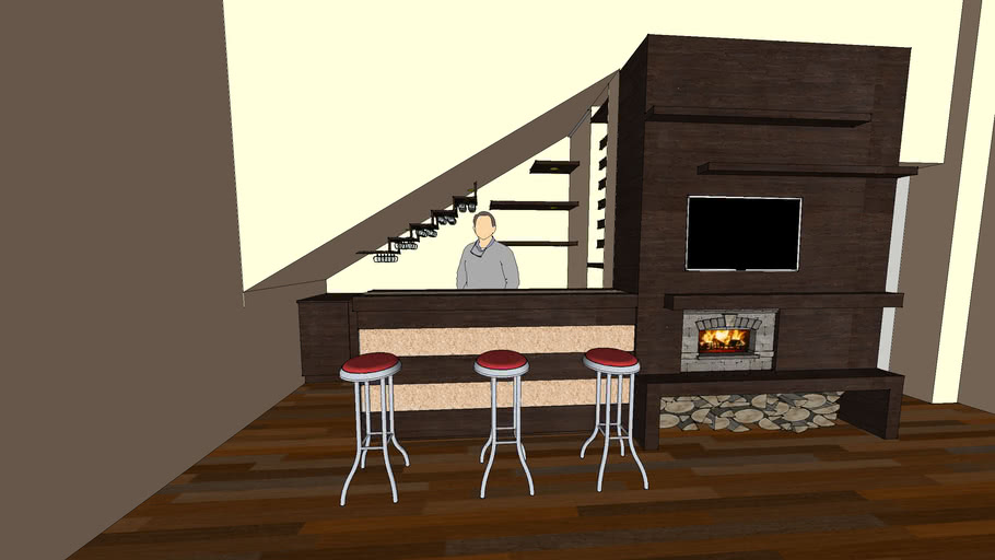Bar Counter w/ TV unit | 3D Warehouse