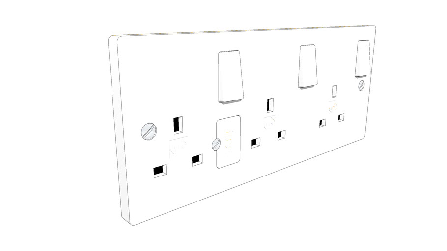 Sockets 3 gang - Electrical Triple Socket Outlet | 3D Warehouse