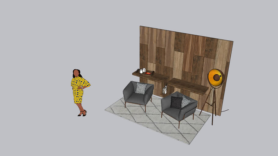 wooden seating area | 3D Warehouse