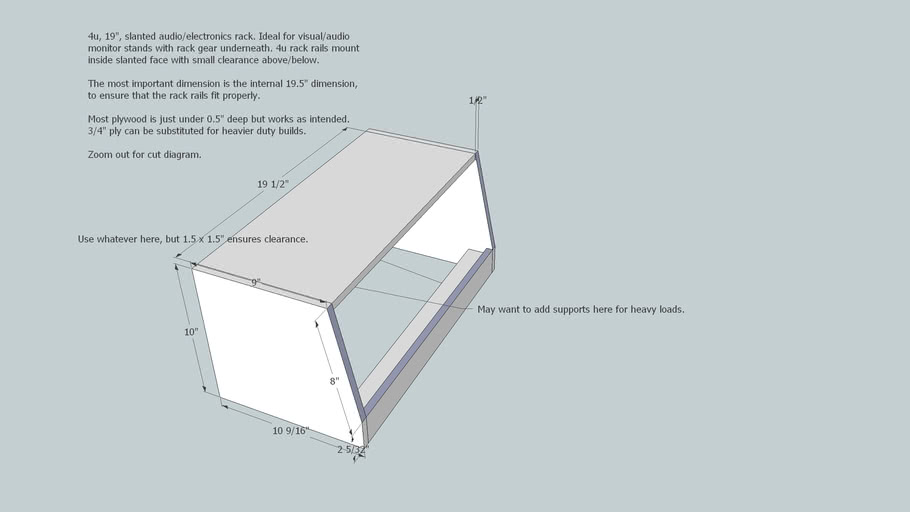 19' 4u Electronics Rack Slant Front | 3D Warehouse