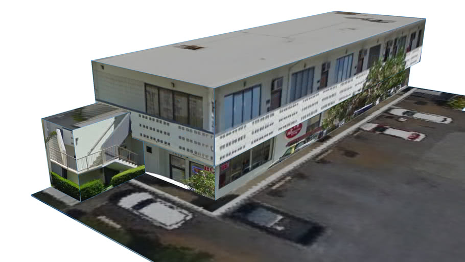 Two level retail and office building with parking lot | 3D Warehouse