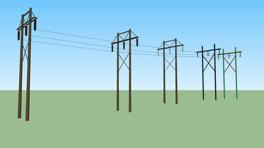 More H Frame High Tension Wooden Towers | 3D Warehouse
