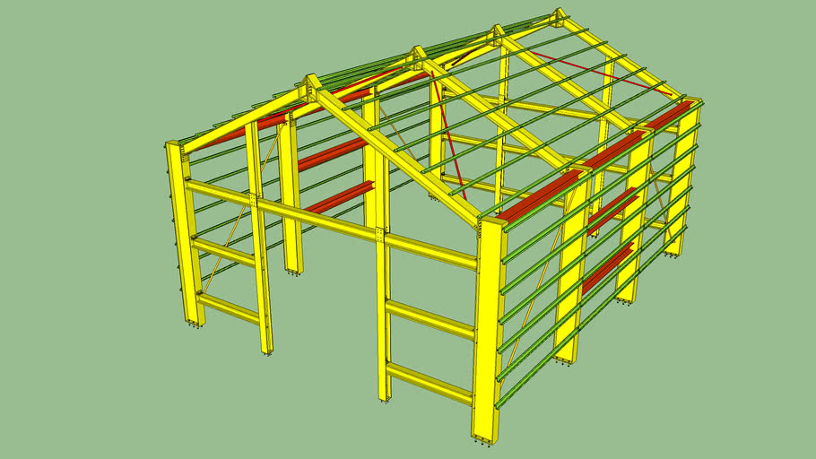 Typical Small Portal Frame with Connections | 3D Warehouse