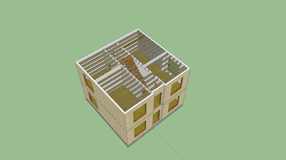 Square Two and A Half Story Building Cut Away Floor Plan | 3D Warehouse