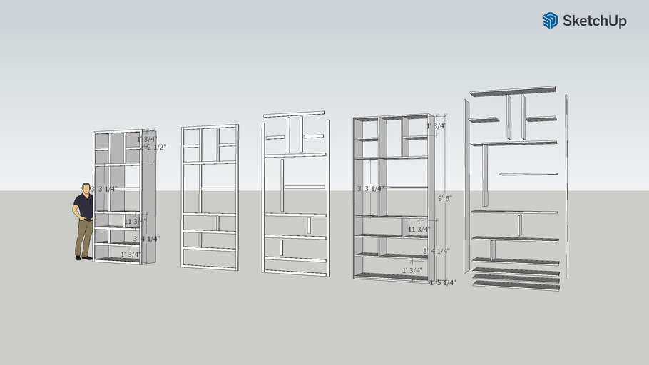 Great Room Bookcase - Exploded | 3D Warehouse