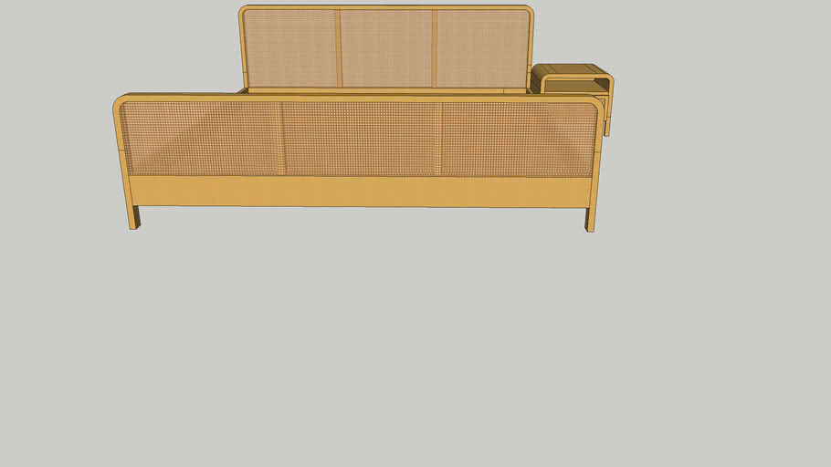 Bed and bed sidetabl - caned | 3D Warehouse