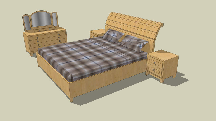 CHAMBRE à coucher, lit +chevets+commode | 3D Warehouse