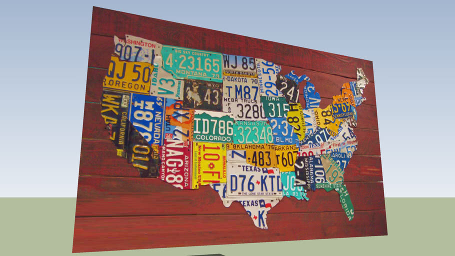 US licence plates. Artistic panel. | 3D Warehouse