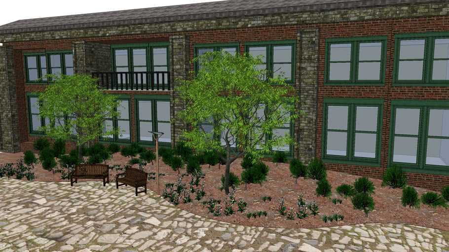 Building and Courtyard 01 | 3D Warehouse