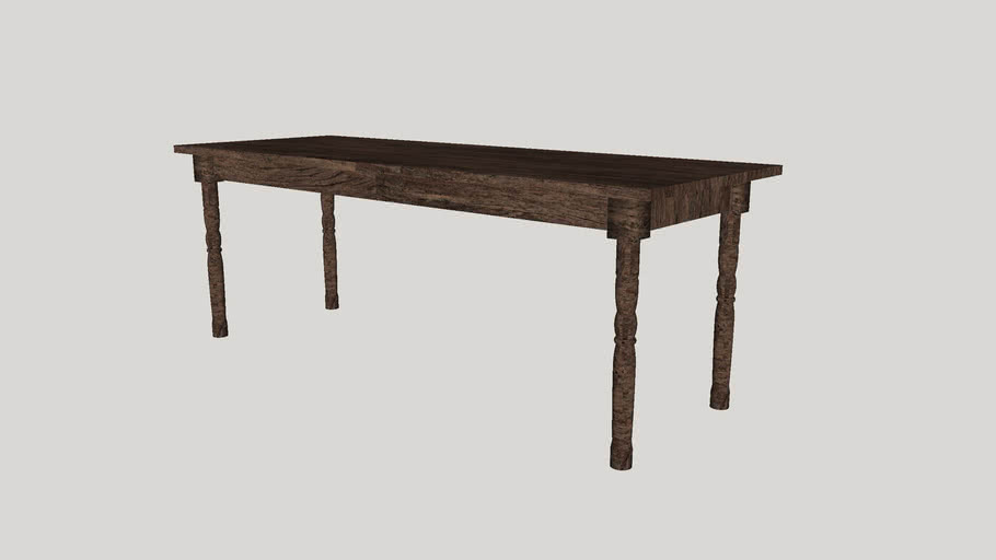Mesa Retangular de Madeira de Demolição Torneada | 3D Warehouse