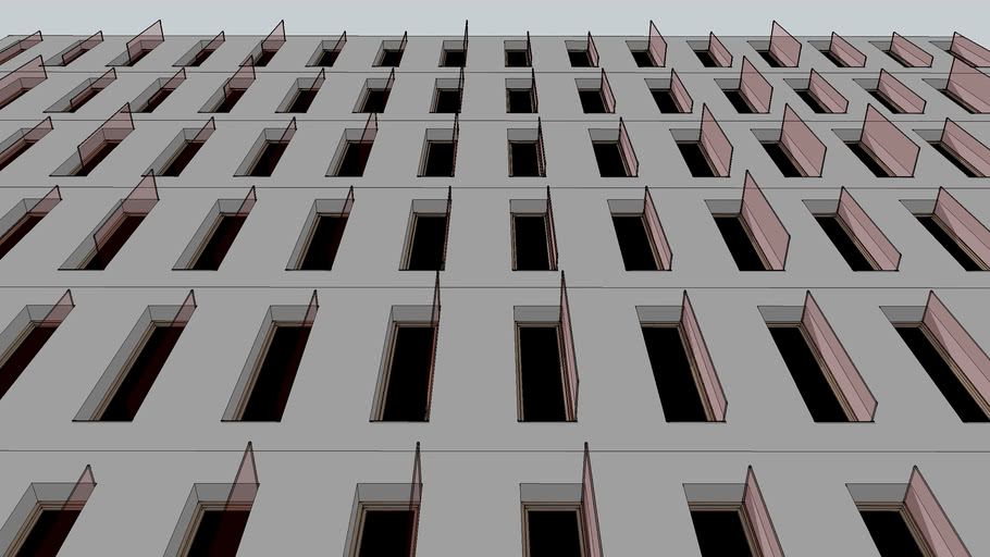 Building facade with glass panels | 3D Warehouse