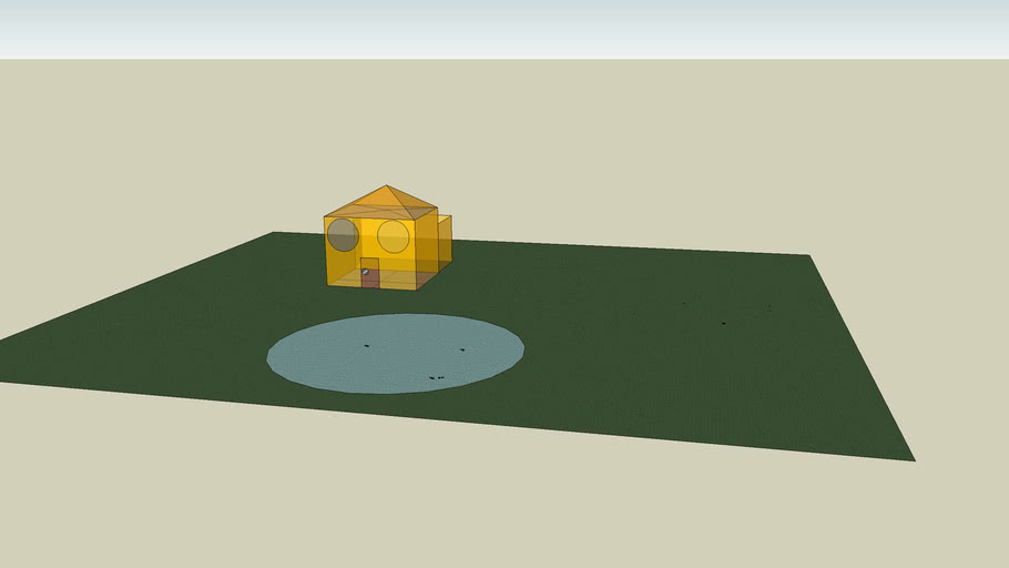 Fish pond with fishes and house | 3D Warehouse