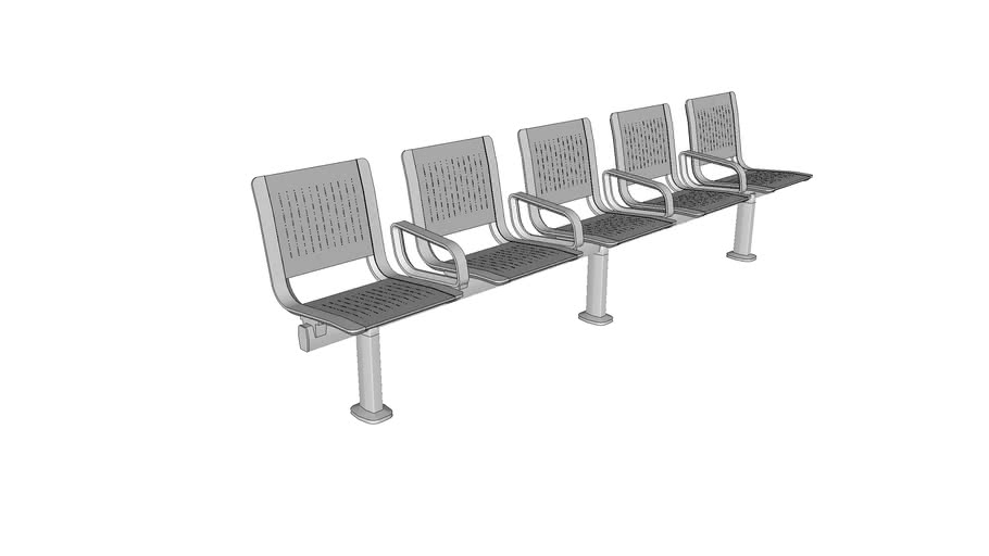Forms+Surfaces Tangent Rail Seating, 5 backed seats, stainless steel ...