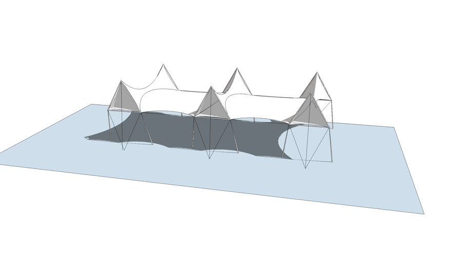 Textile cover pretensioned between catenary arches | 3D Warehouse