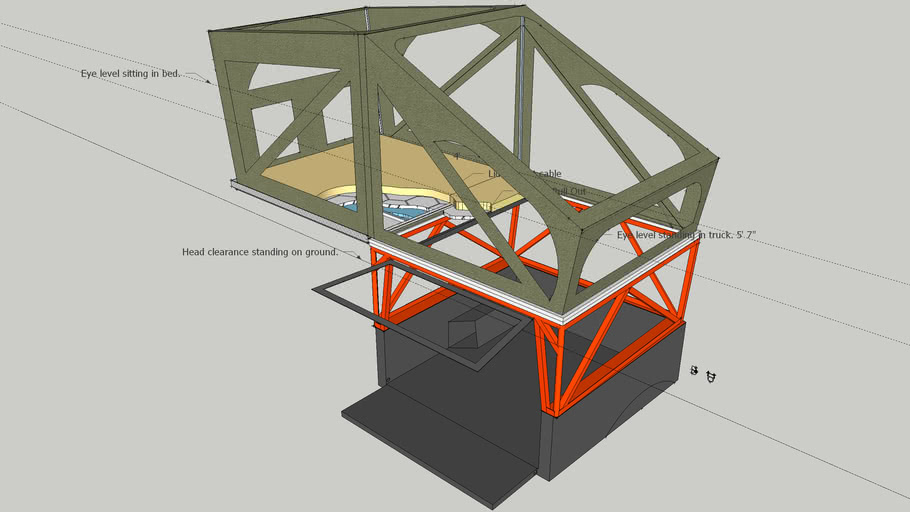 Tacoma Box with Canopy Frame - Lid Open with Tent 02 | 3D Warehouse