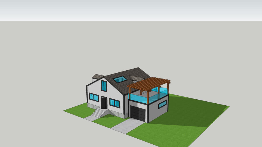 Simple house with triangular roof and a garage | 3D Warehouse