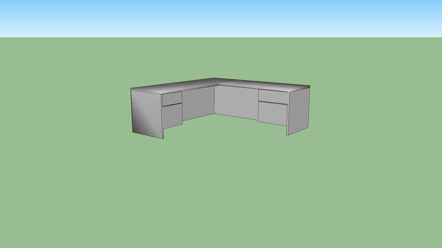 L Shaped Desk (Gray) | 3D Warehouse