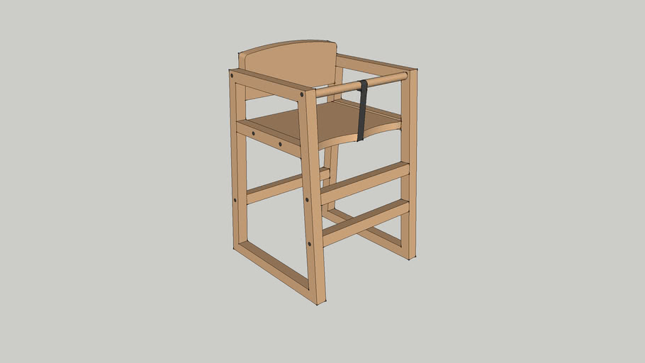 Wooden Stackable Restaurant Highchair | 3D Warehouse