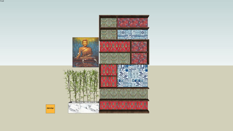 library with buddha & planter | 3D Warehouse