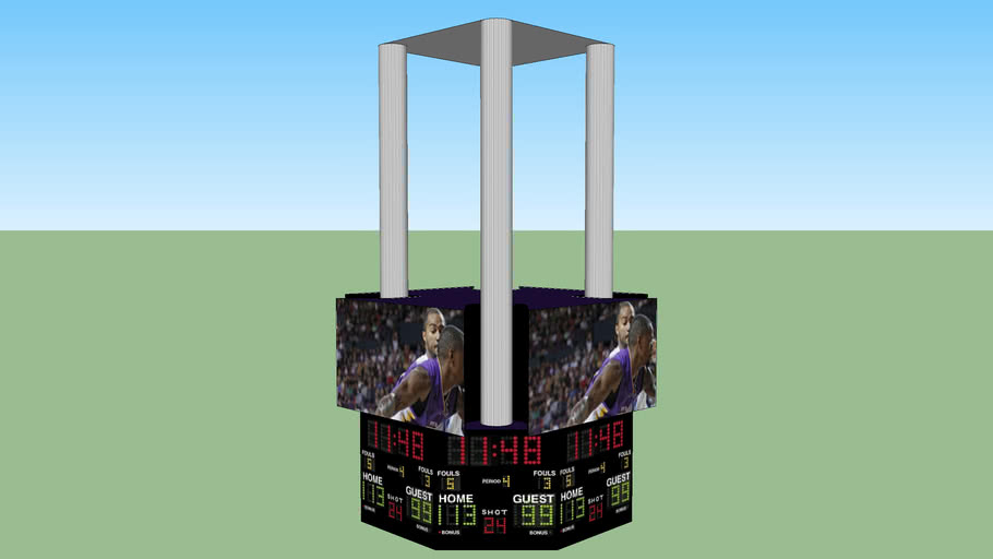 Basketball Scoreboard with 4 big screen tv's hanging from roof | 3D ...