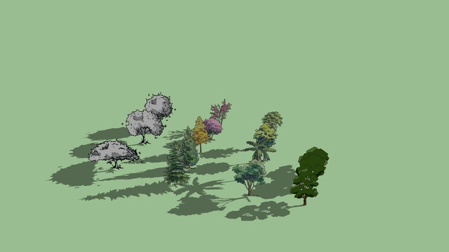 2D trees - drawn | 3D Warehouse