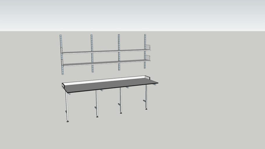 Lab Furniture, Lab height Trespa desk with Trespa Spur shelves | 3D ...