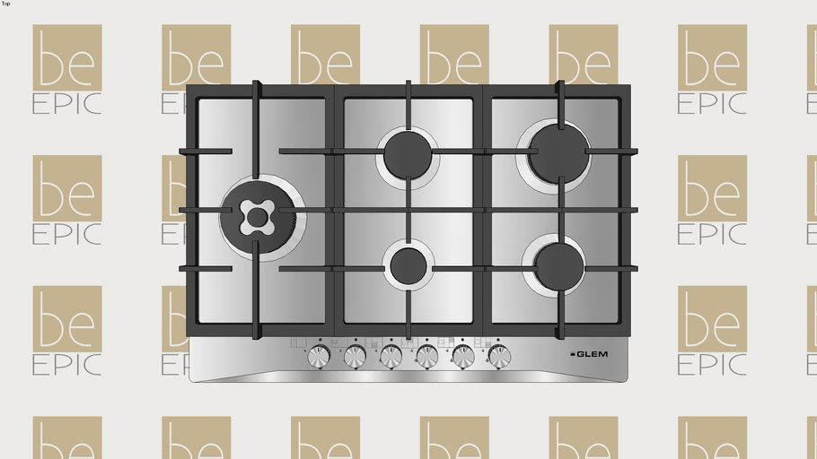 Cooktop 5 Bocas á Gás Matrix 75cm Glem MGBP - 220V | 3D Warehouse