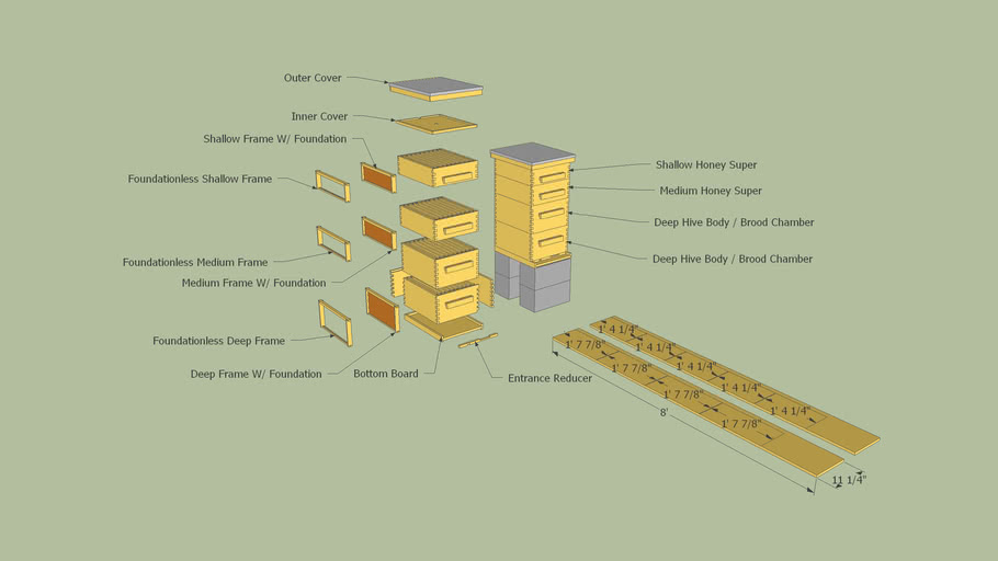10 Frame Bee Hive | 3D Warehouse