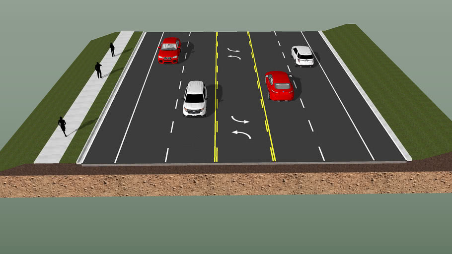 4 Lane Typical Section w/ Sidewalk | 3D Warehouse
