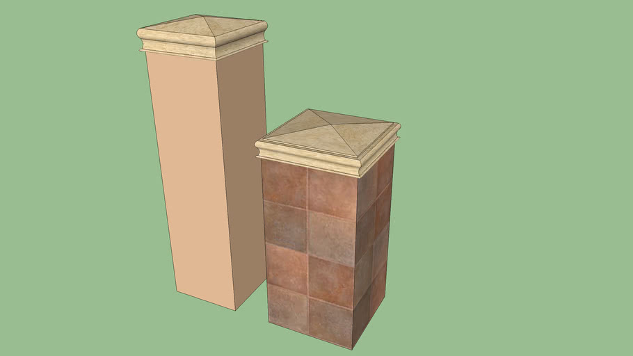Masonry Posts with Cast Stone Caps | 3D Warehouse