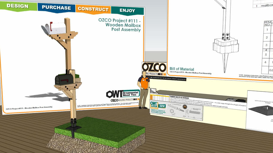 OZCO Project #111 – Wooden Mailbox Post | 3D Warehouse