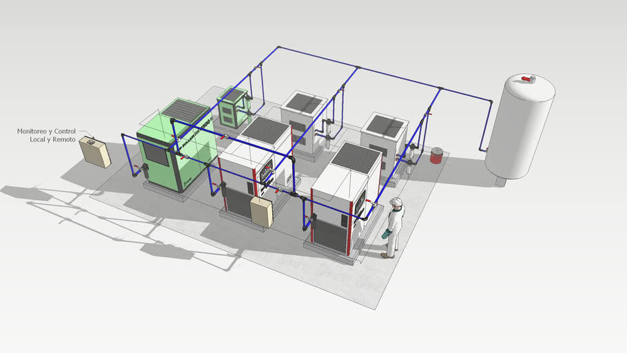 CUARTO DE COMPRESORES CON SECADORES FILTROS Y TANQUES ROTARY SCREW ...