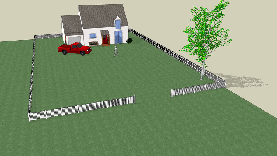 House with fenced plot | 3D Warehouse