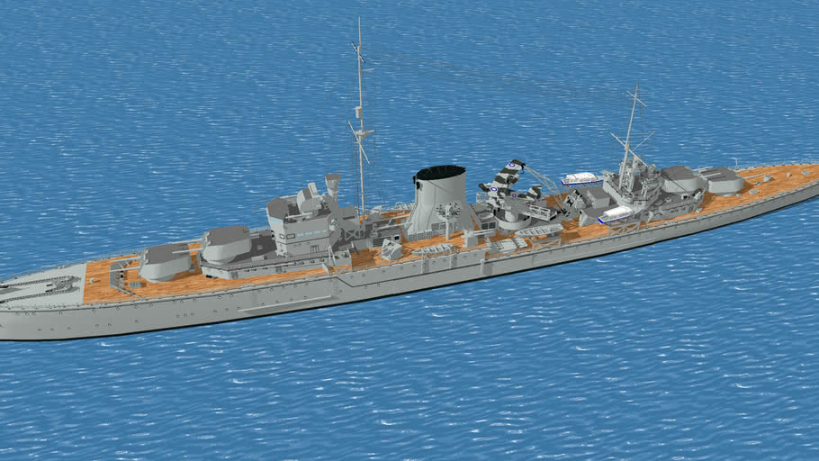 British light cruiser HMS Ajax(1939) by leonmetalowiec | 3D Warehouse