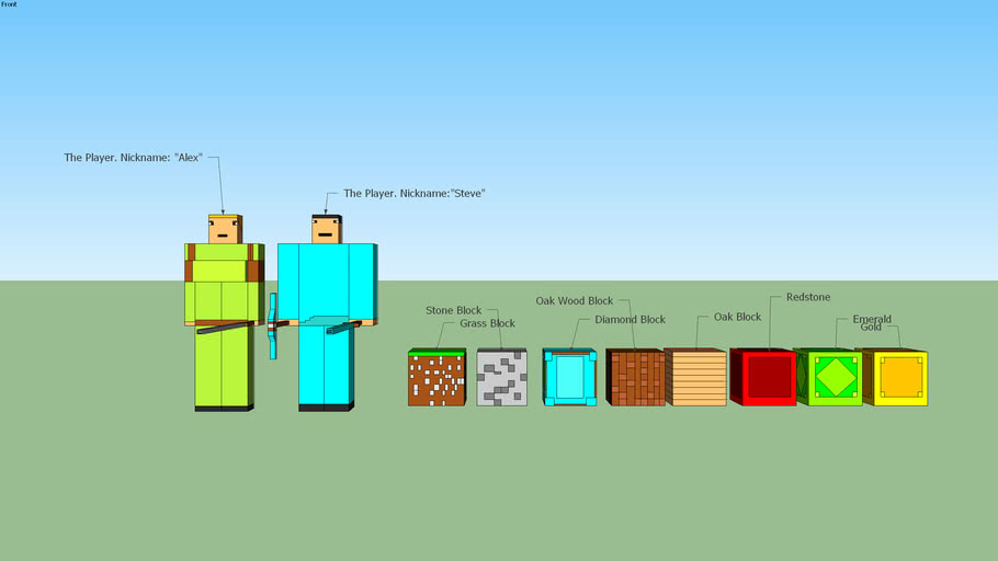 Mincraft Blocks With Steve And Alex | 3D Warehouse