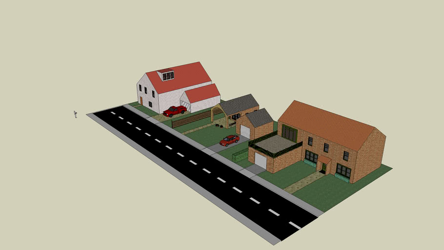 3 houses + road | 3D Warehouse