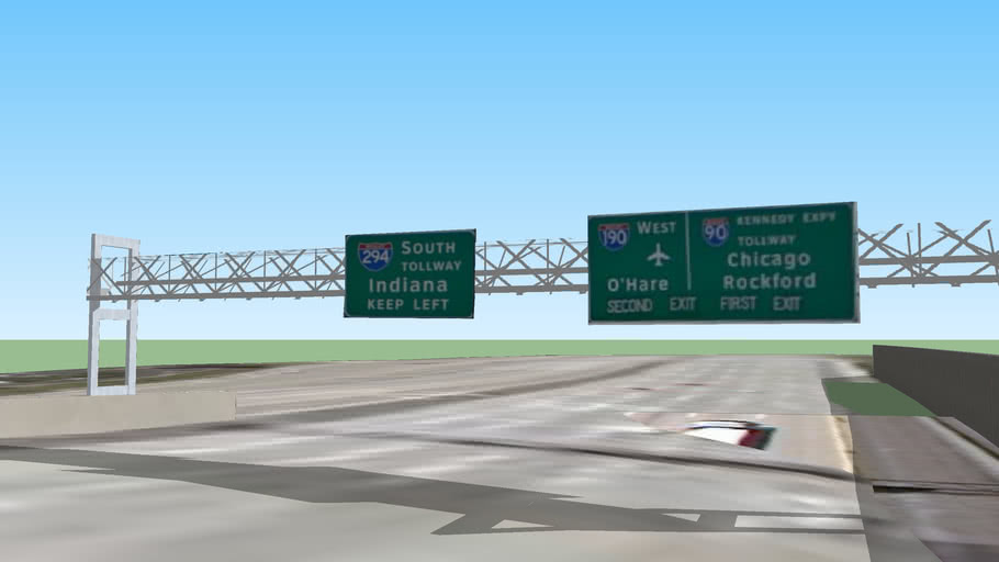 I-294 Tri State Tollway Highway Wall and Guide Sign | 3D Warehouse