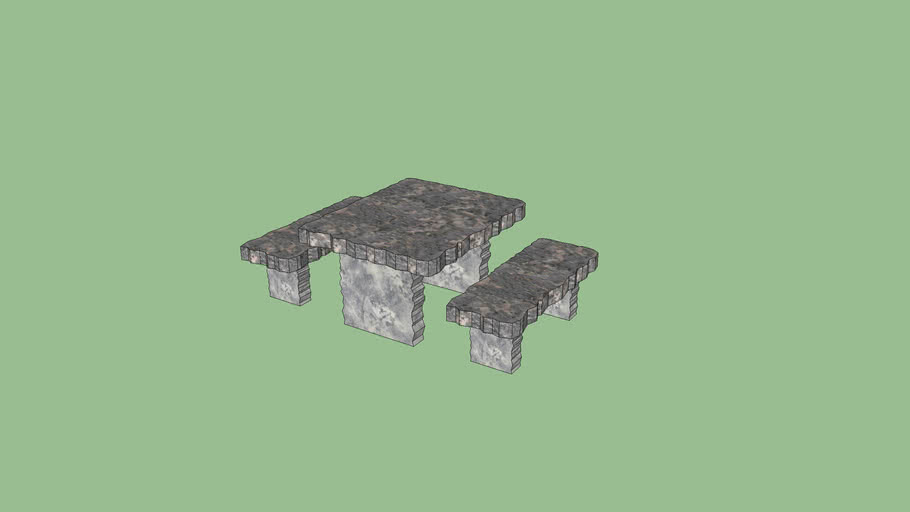 big stone table bench | 3D Warehouse