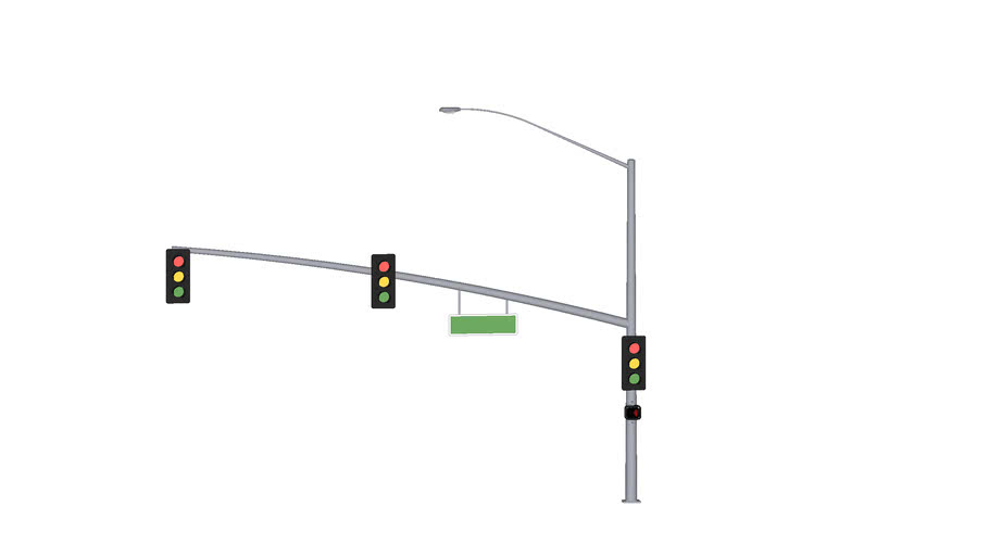 40' Mast Arm (2 Head) 26-4-100 Cal-trans Traffic Signal | 3D Warehouse