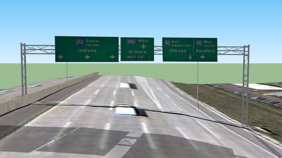 I-294 S Tollway Indiana/I-190 O'hare Next Exit/ I-90 Chicago/Rockford ...